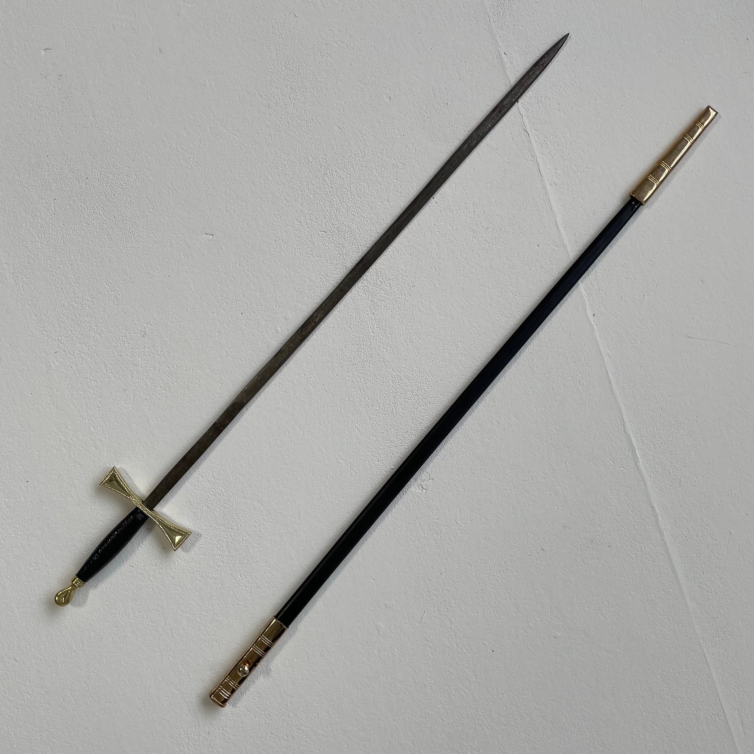 WE036 BLACK AND GOLD SLIM SWORD WITH SHEATH | GIRLS GIRLS GIRLS STUDIO